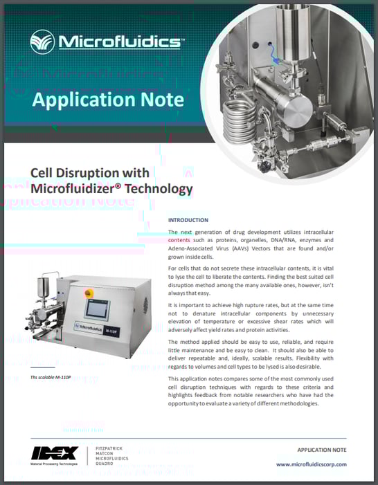 Cell Disruption using Microfluidics Microfluidizer Technology